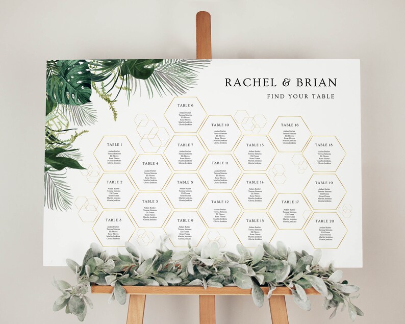 Hexagon Seating Chart Geometric Seating Chart Wedding - Etsy
