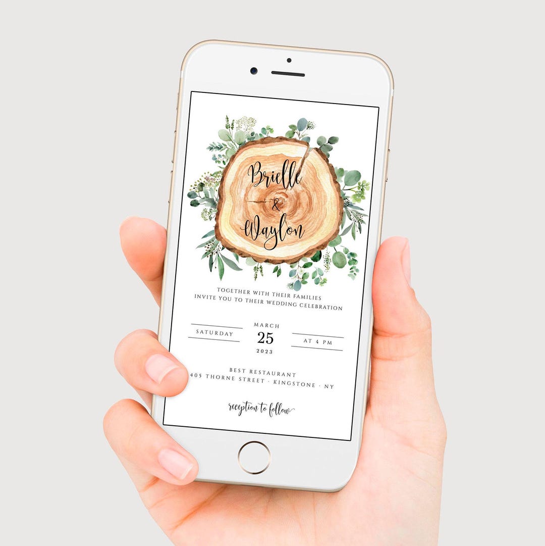 Rustic Electronic Wedding Invitation, Woodland Wedding Invite, Wedding ...