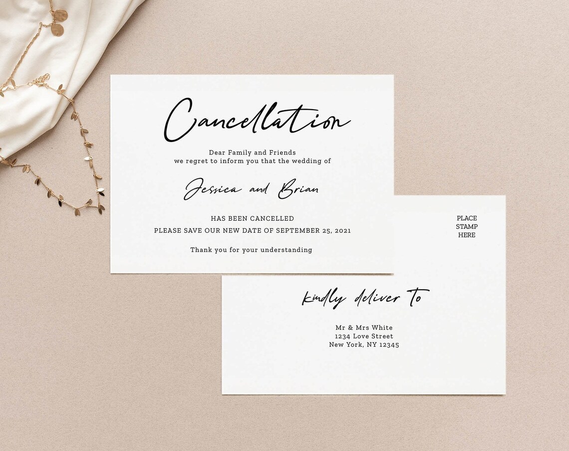 Wedding Cancellation Announcement Postcard Change of Plans - Etsy