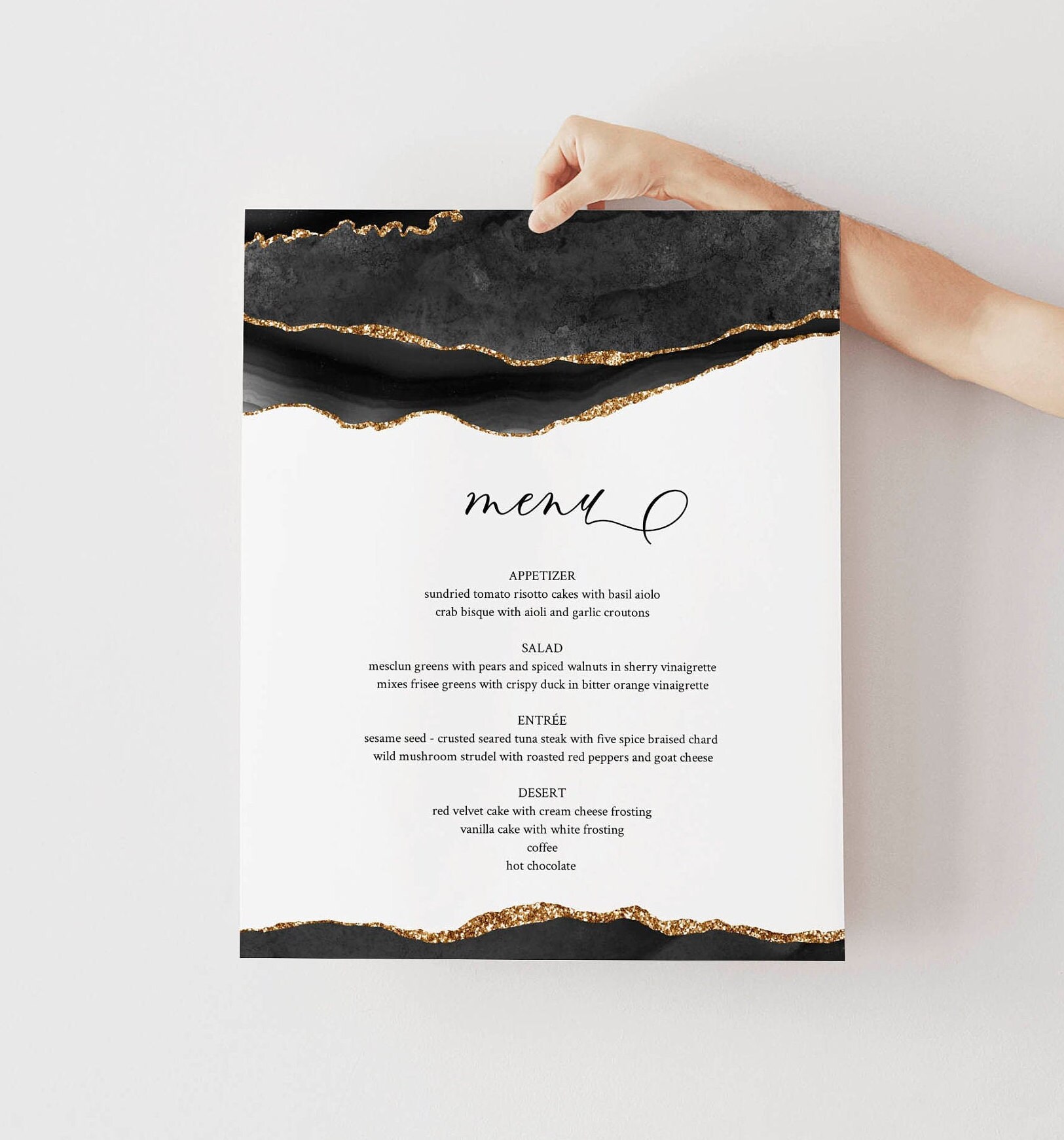 Black and Gold Wedding Menu Sign Watercolor Wedding Menu | Etsy Canada