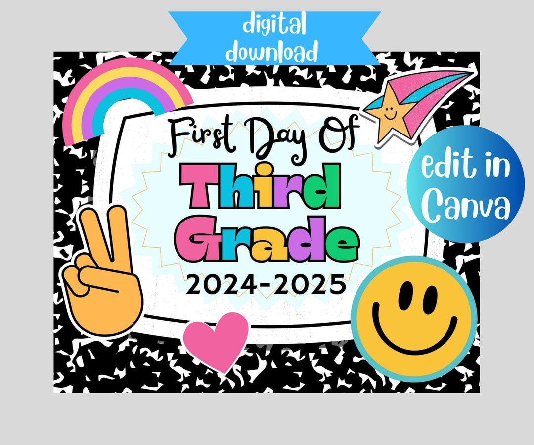 Instant Download Third Grade First Day of School Print at Home Poster ...