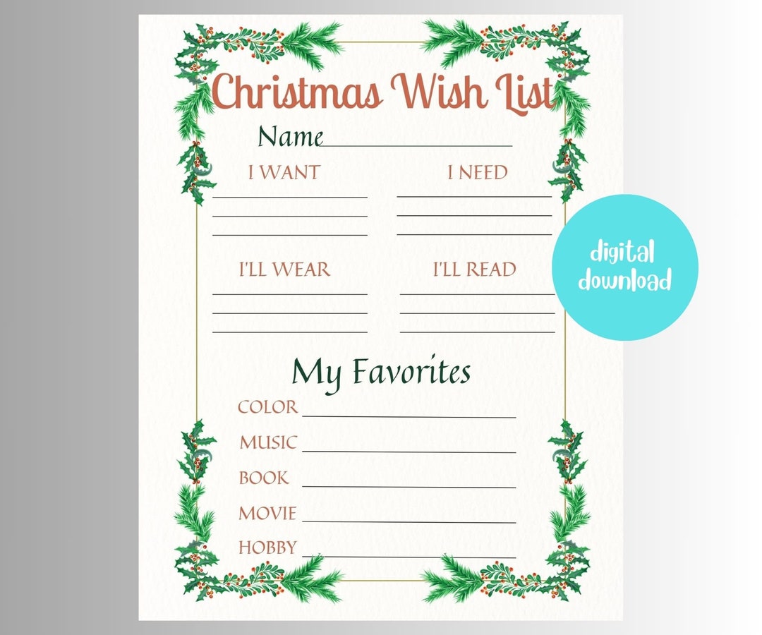 Editable Christmas Wishlist: Letter to Santa (digital Download) - Etsy