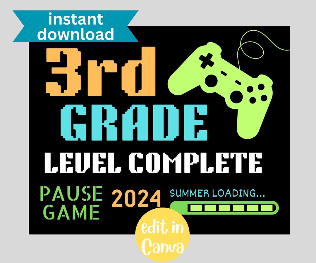 Last Day of 3rd Grade Poster: Gamer Theme (digital Download) - Etsy