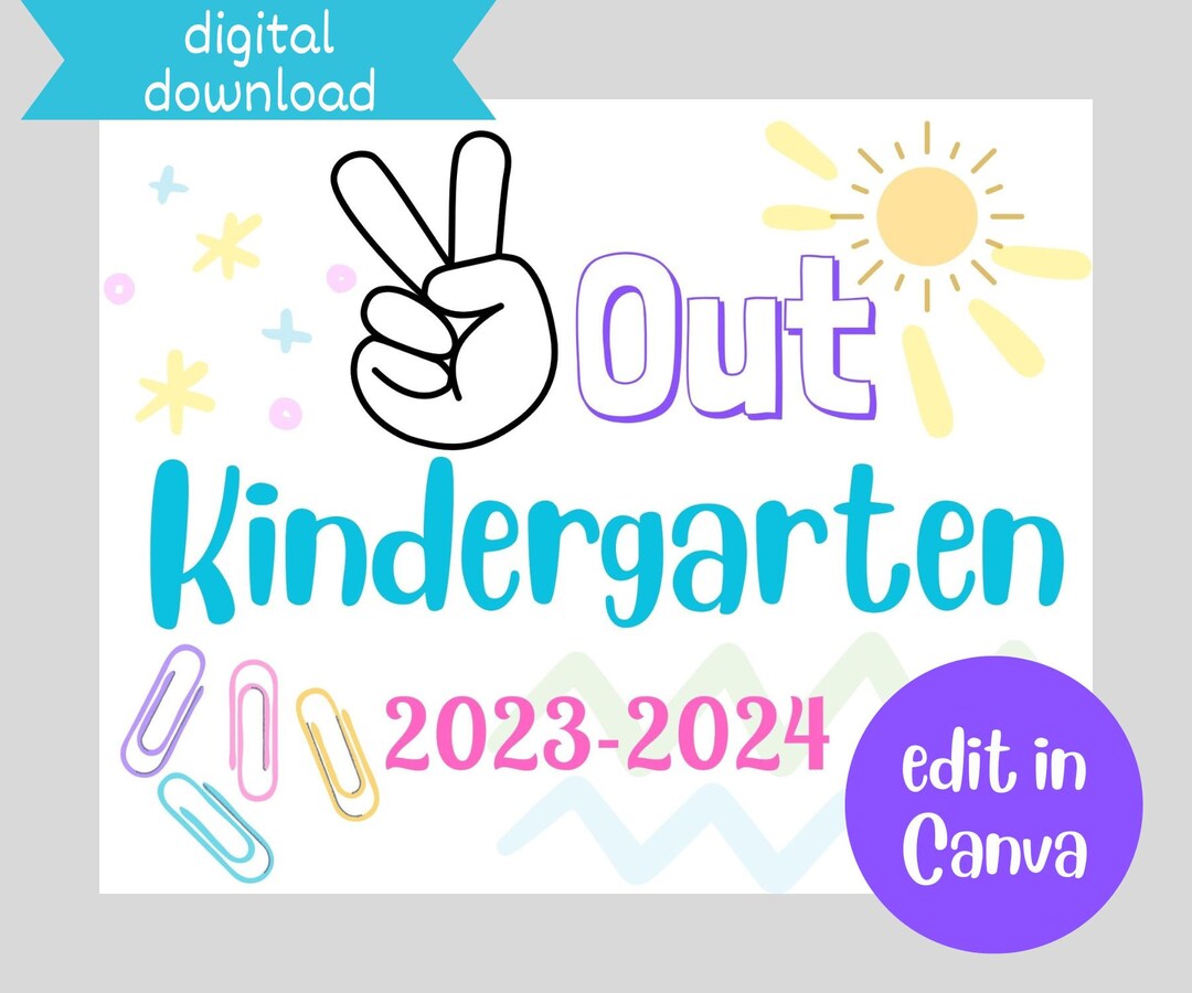 Instant Download Kindergarten Printable Digital, Last Day of School ...