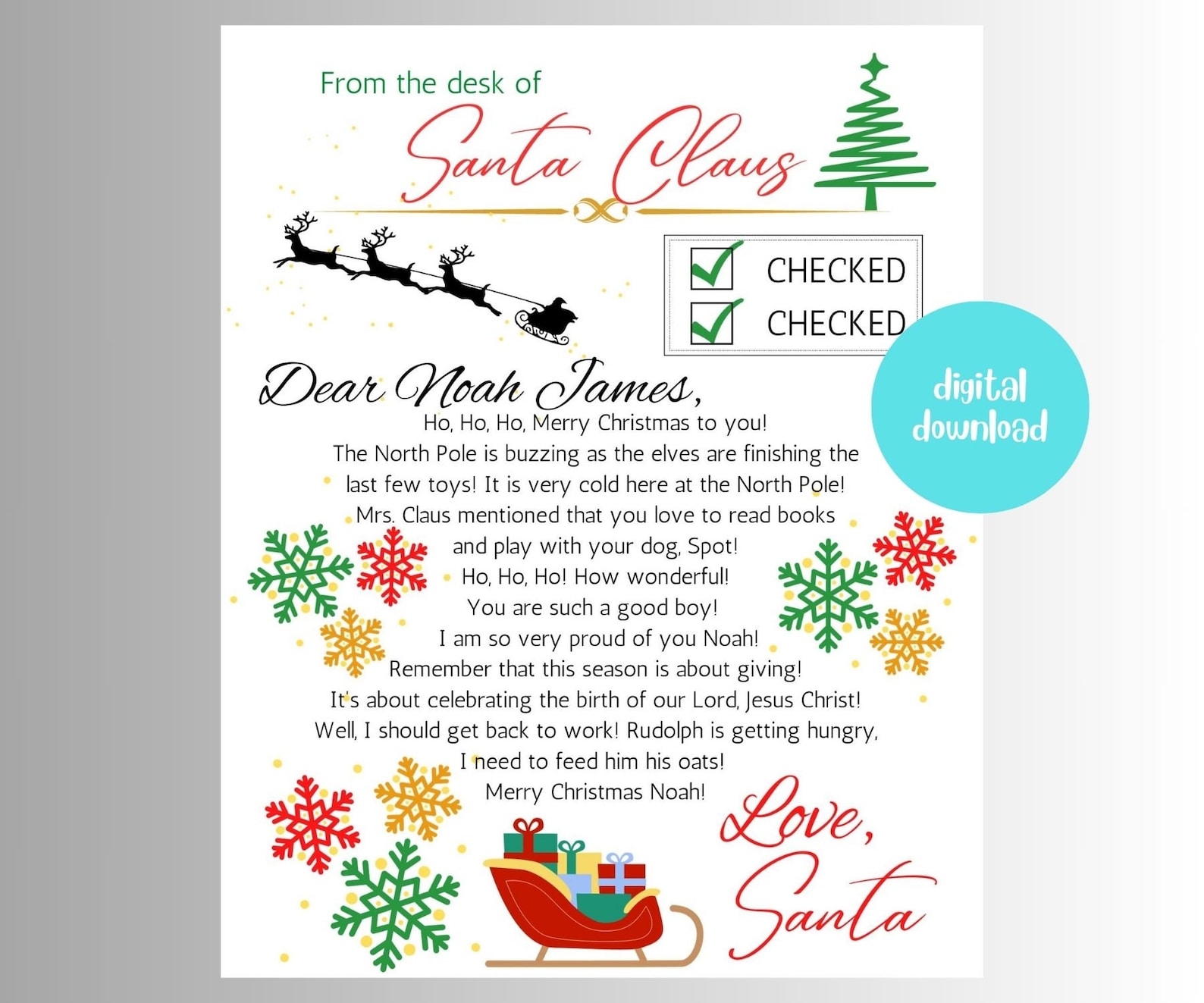 Official Letter From Santa Claus Certificate Editable Christmas Eve ...