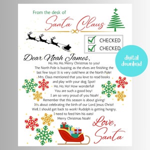 Official Letter From Santa Claus Certificate Editable Christmas Eve ...
