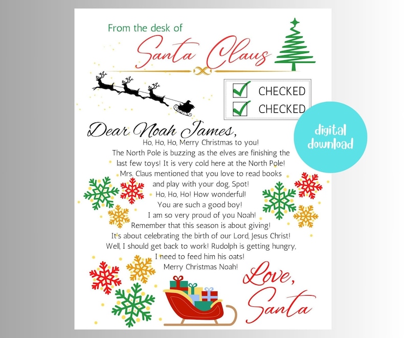 Official Letter From Santa Claus Certificate Editable Christmas Eve ...
