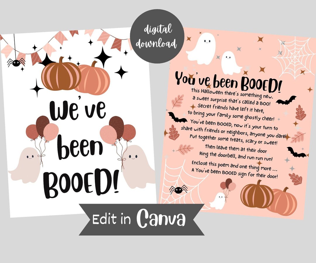 Halloween "you've Been Booed" Sign & Poem (digital Download) - Etsy