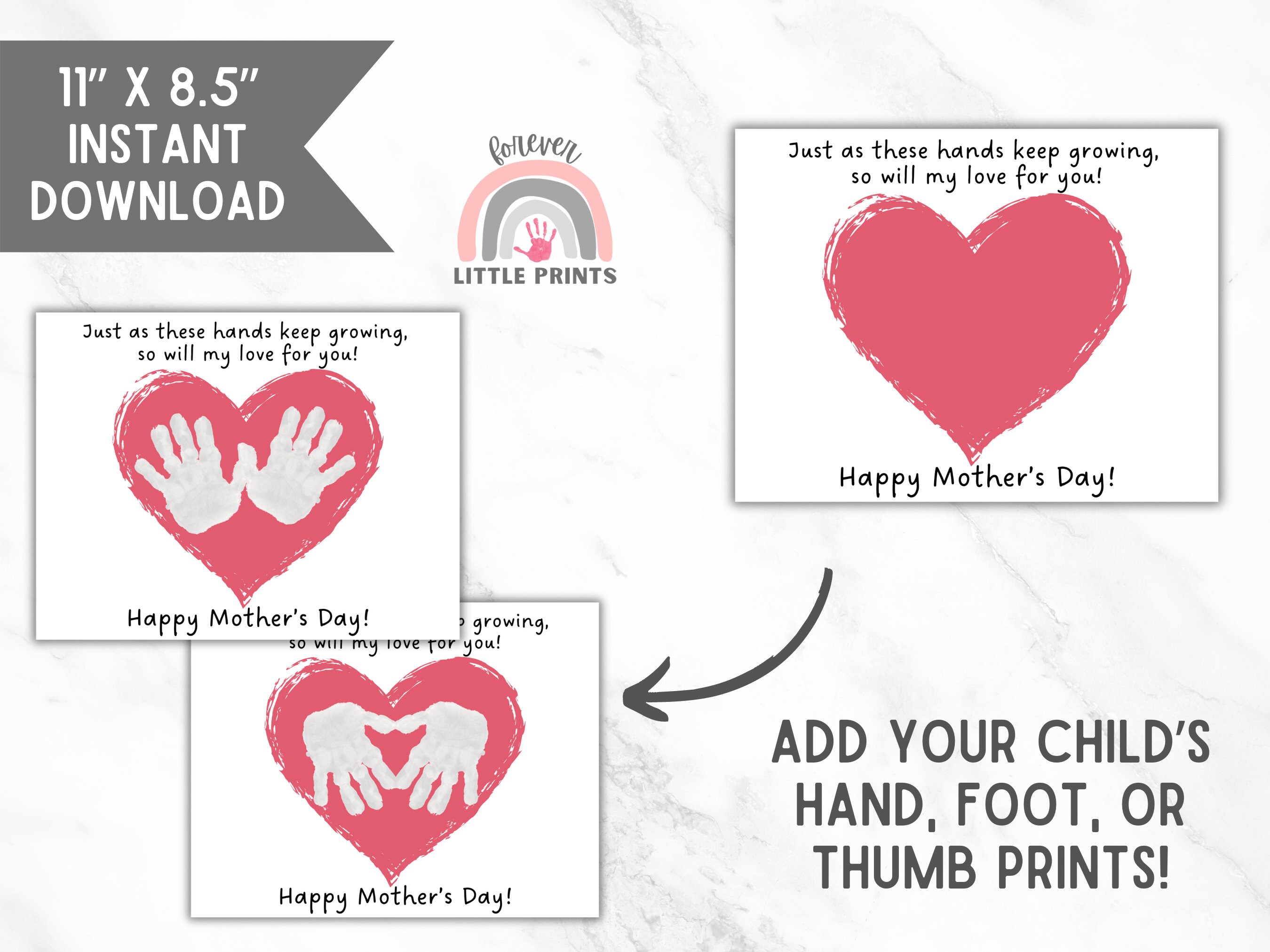 Mother’s Day Handprint, Mom Handprint Art Craft Sign, Gift for Mom From ...