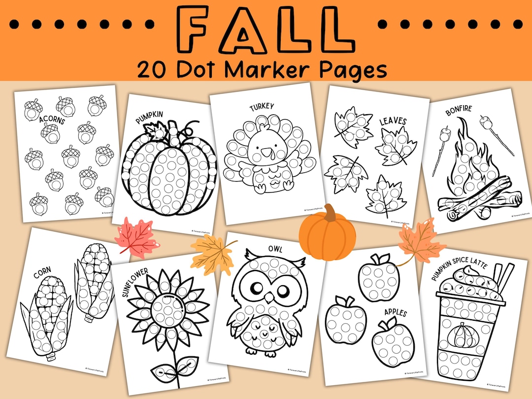Fall Dot Marker Printable Pack, Fun Preschool Daycare Activity Pages ...