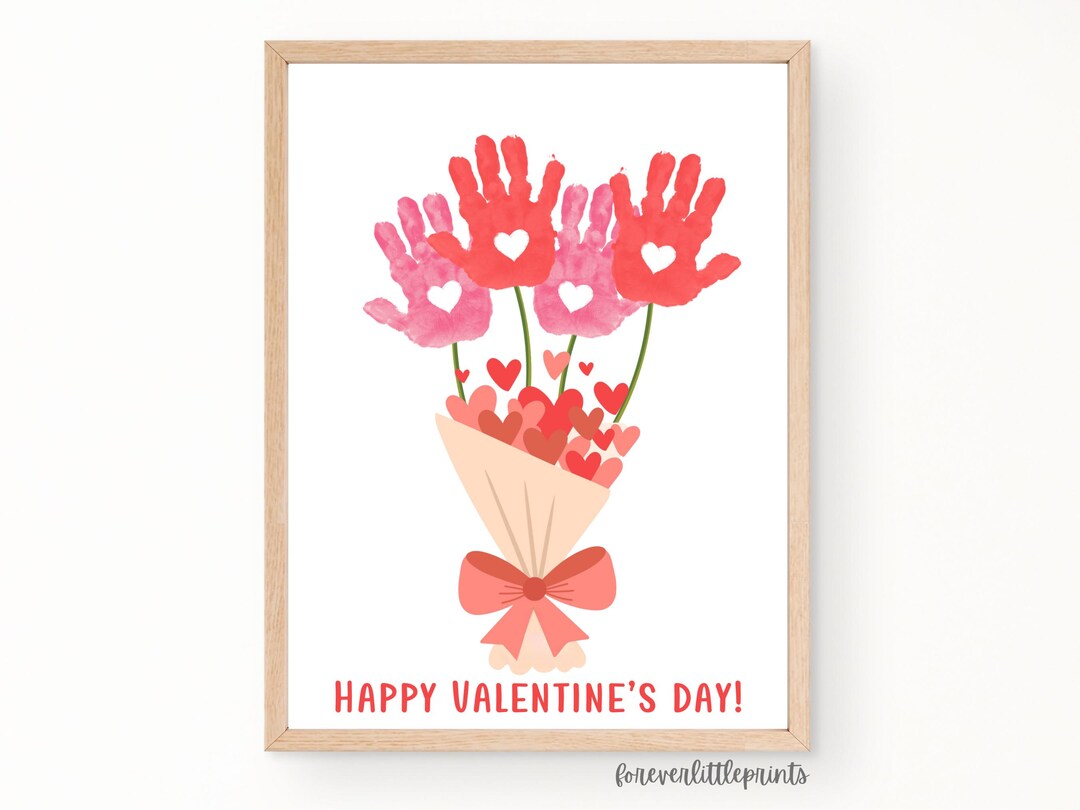 Flower Handprint Bouquet, Valentine’s Day Handprint Art Craft for ...