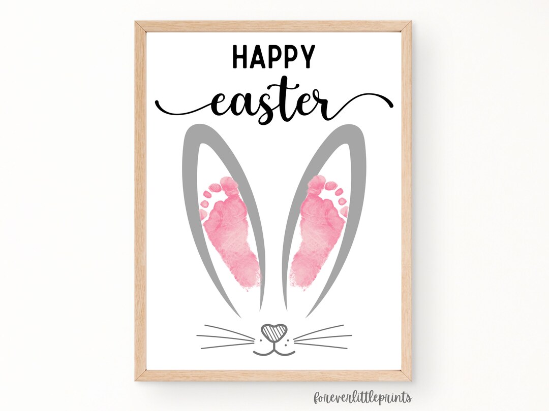 Easter Footprint Crafts for Kids Infant Toddler Baby, Bunny Ears ...