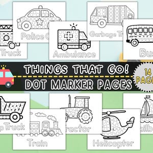 Vehicle Transportation Dot Marker Printable Pack Cars Things That Go ...