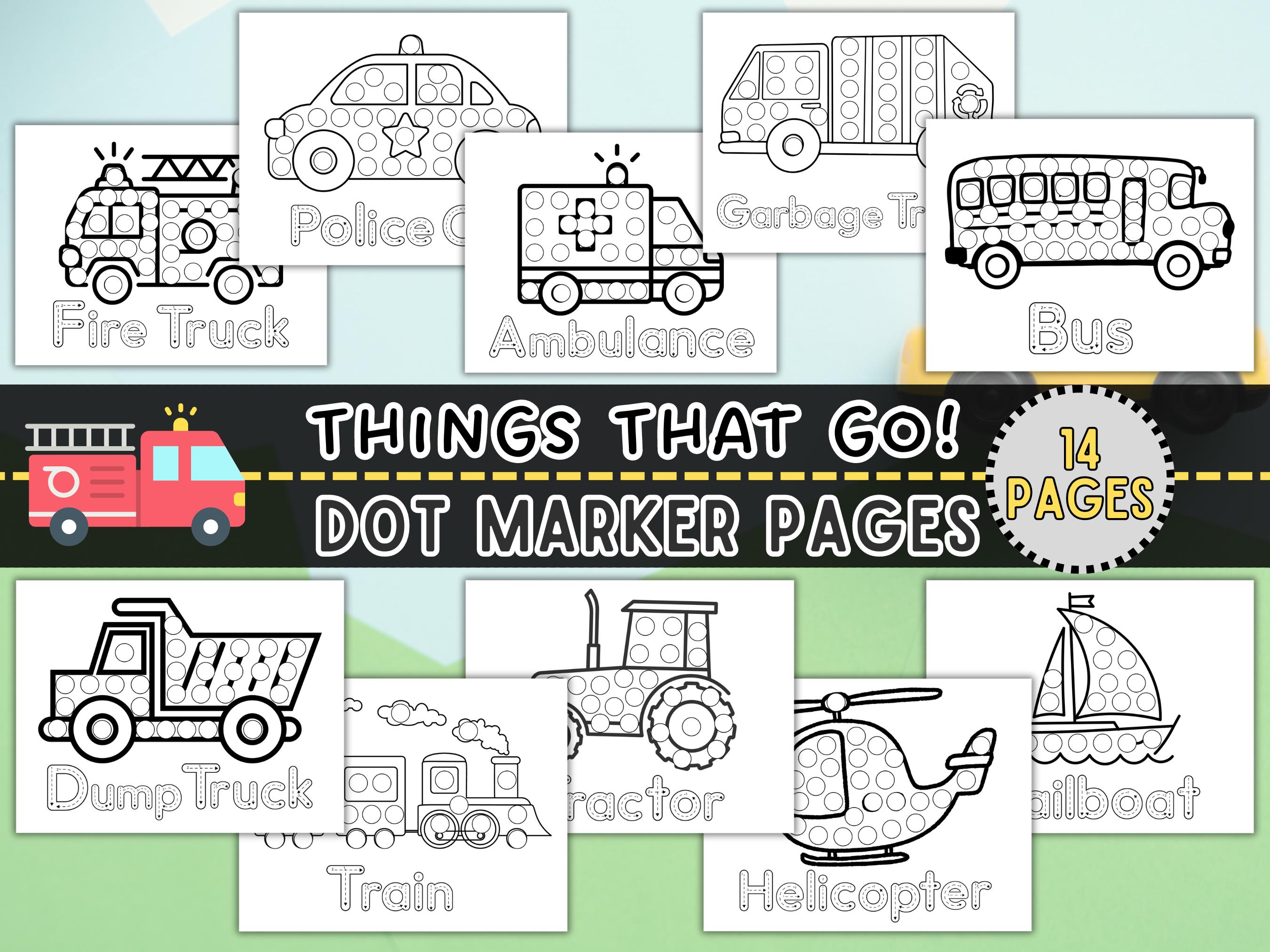 Vehicle Transportation Dot Marker Printable Pack Cars Things That Go ...