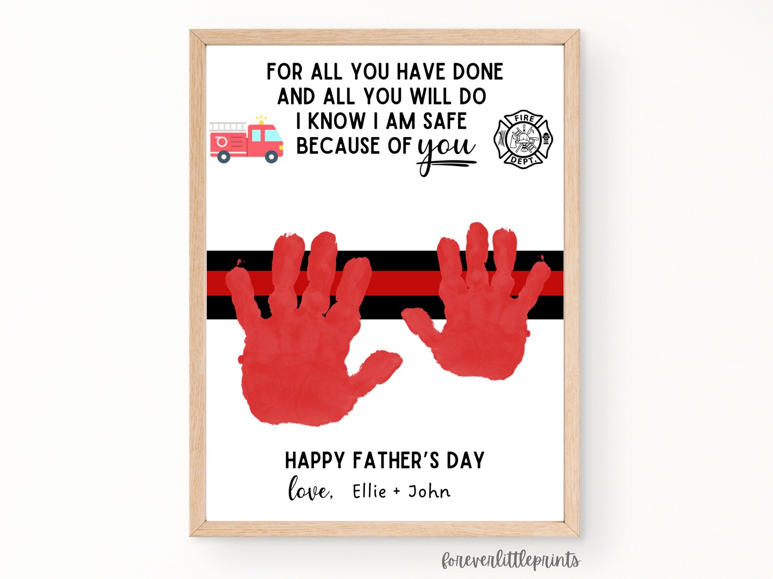 Firefighter Father’s Day Handprint Craft, Dad Handprint Art Craft Sign ...