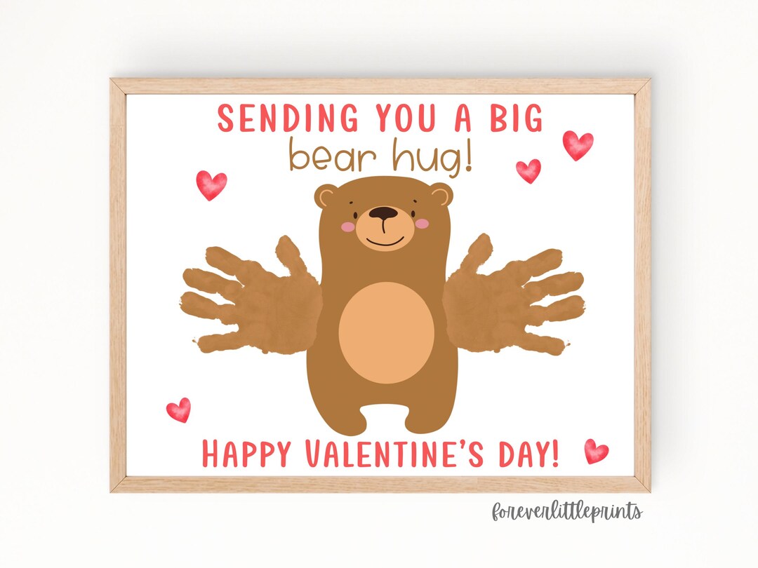 Valentine’s Day Handprint Art Craft for Toddlers Baby Kids, Valentines ...