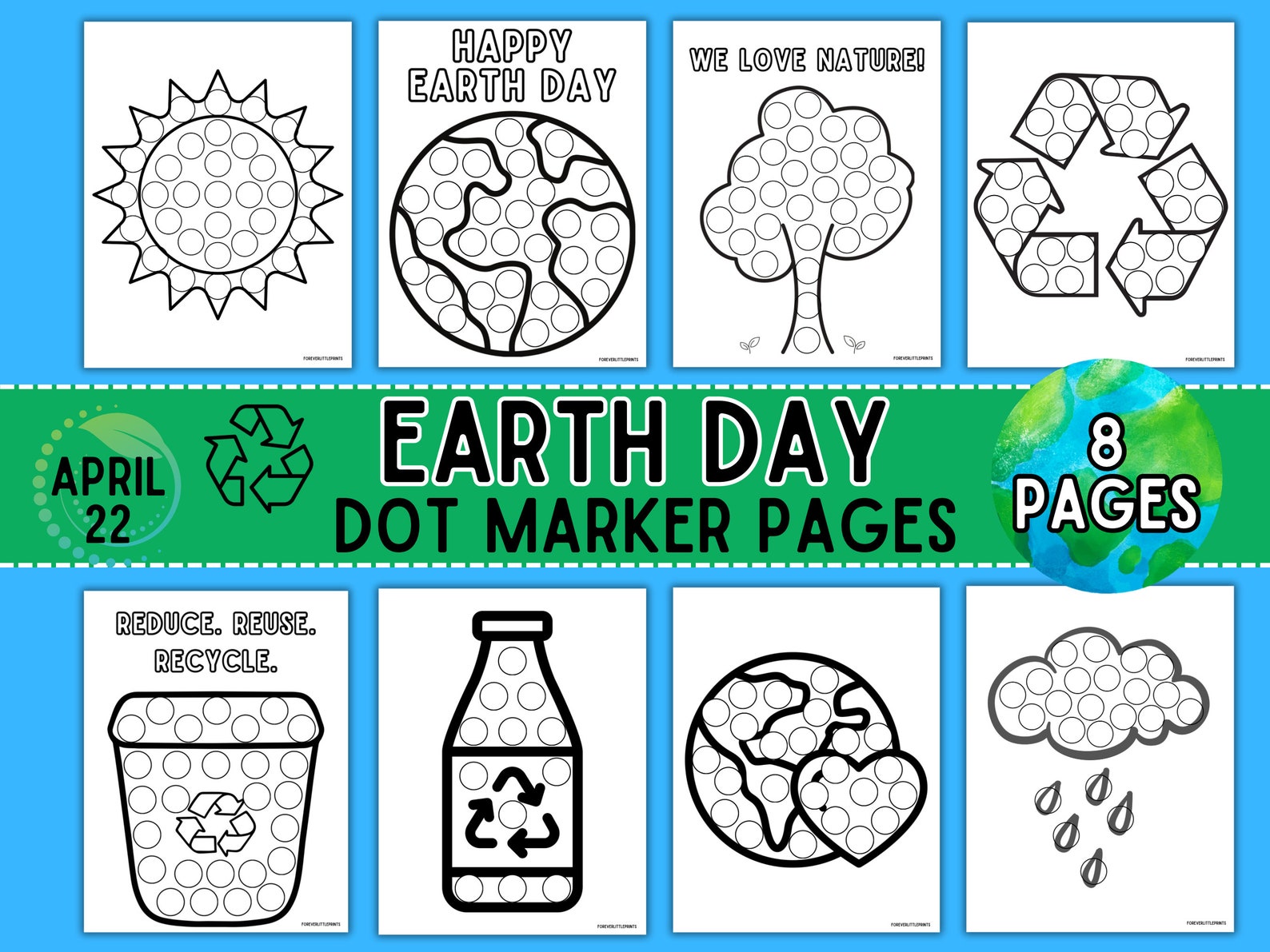 Earth Day Dot Marker Printable Pack, Fun Kid Learning Activity Pages ...