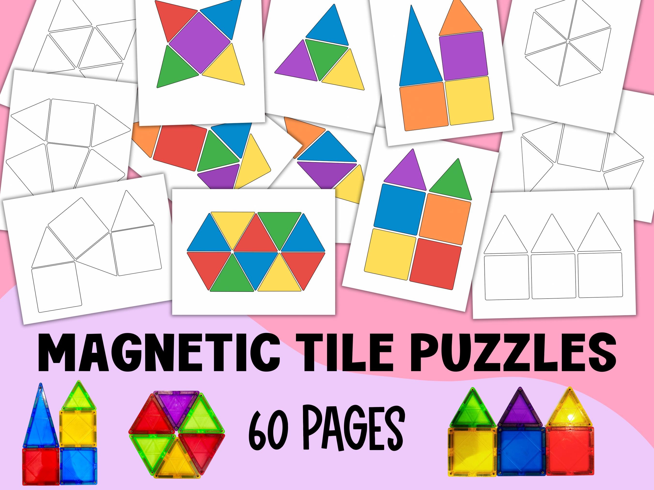 Magnetic Tiles Templates, Magnet Tile Activity Card Puzzles Printables ...