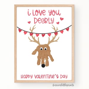 Deer Valentine’s Day Handprint Craft Toddlers Baby Kids, Valentine ...