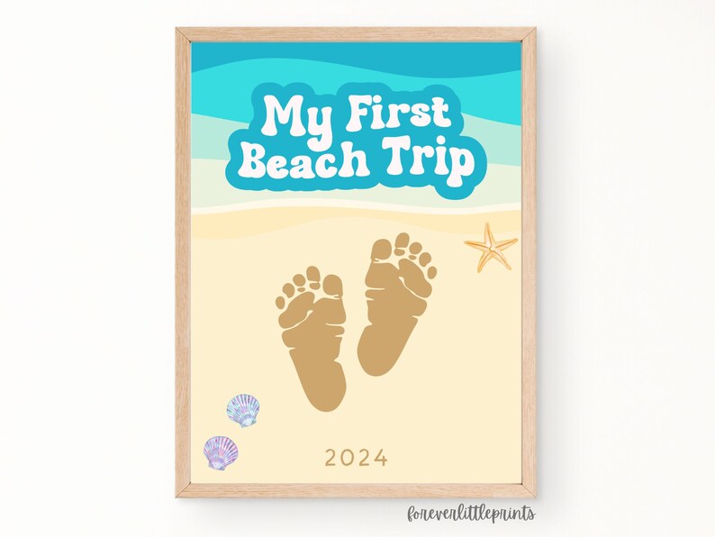 First Beach Trip Summer Footprint Art Baby Infant Toddler Ocean ...