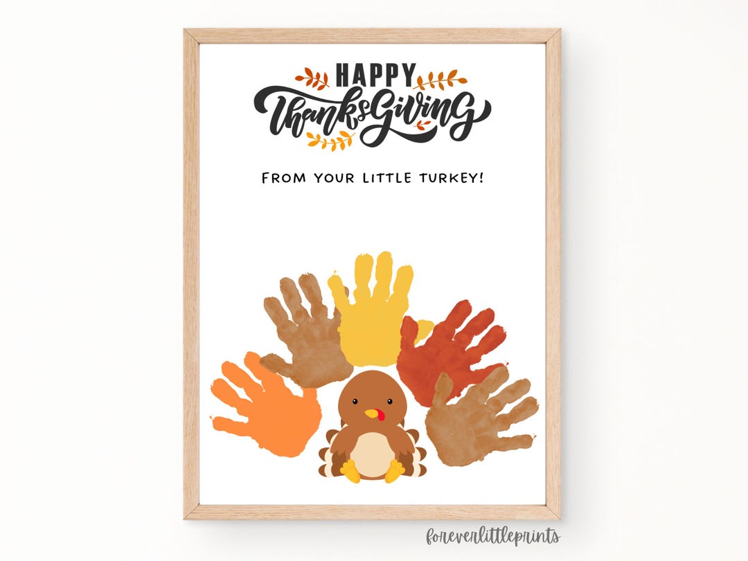 Thanksgiving Turkey Handprint Art Kids Infant Baby Fall Keepsake Turkey ...
