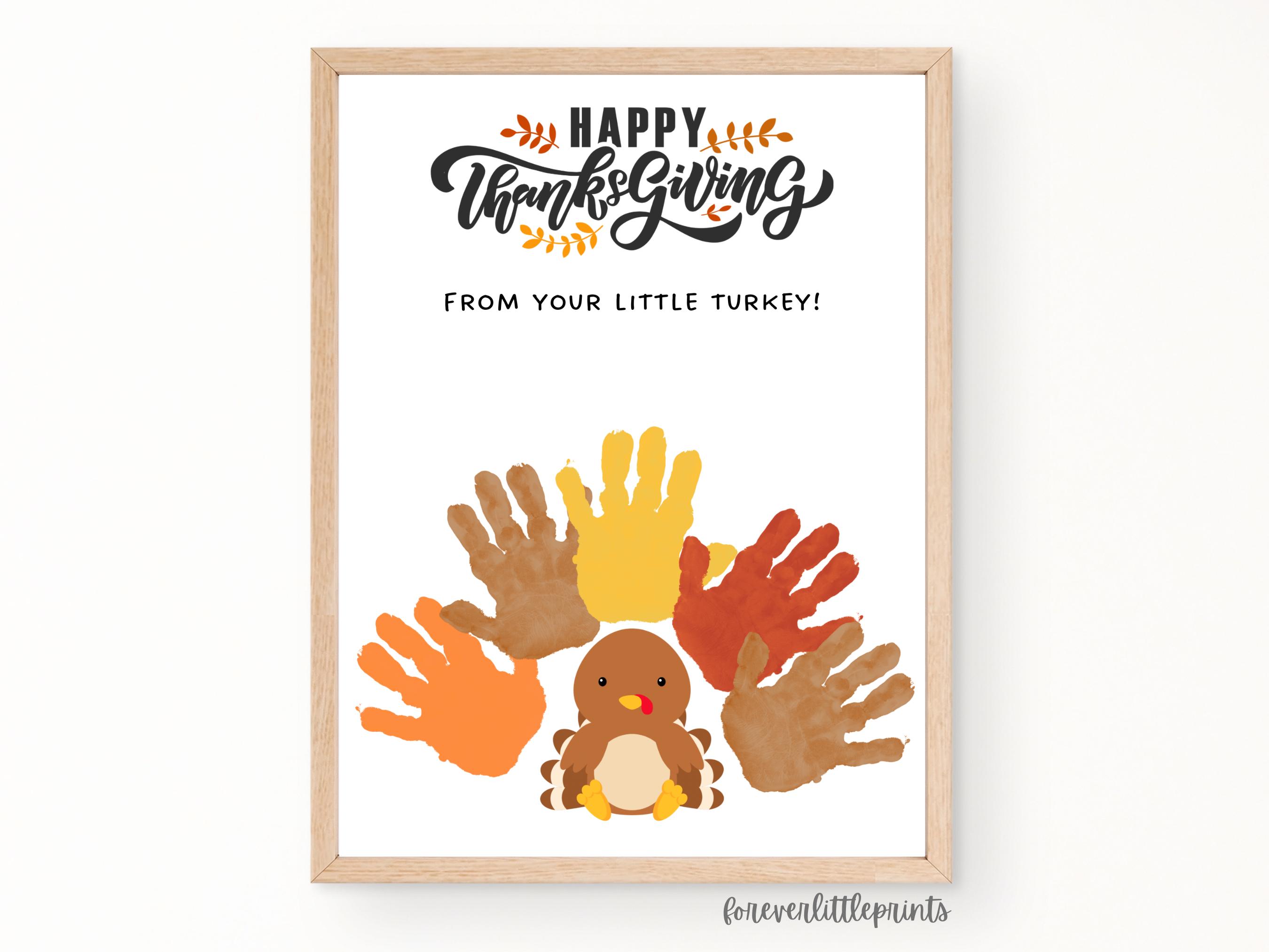 Thanksgiving Turkey Handprint Art Kids Infant Baby Fall Keepsake Turkey ...