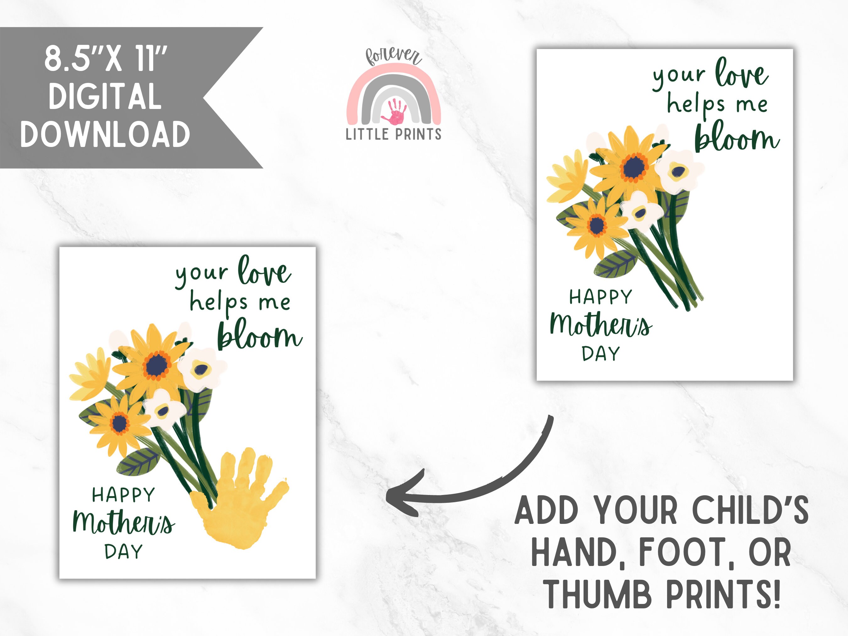 Mothers Day Handprint, Flower Bouquet Handprint Art Craft, First ...