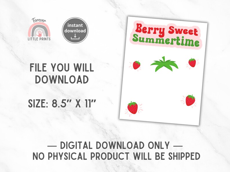 Strawberry Summer Handprint Art Kids Toddler Infant Berry Sweet ...