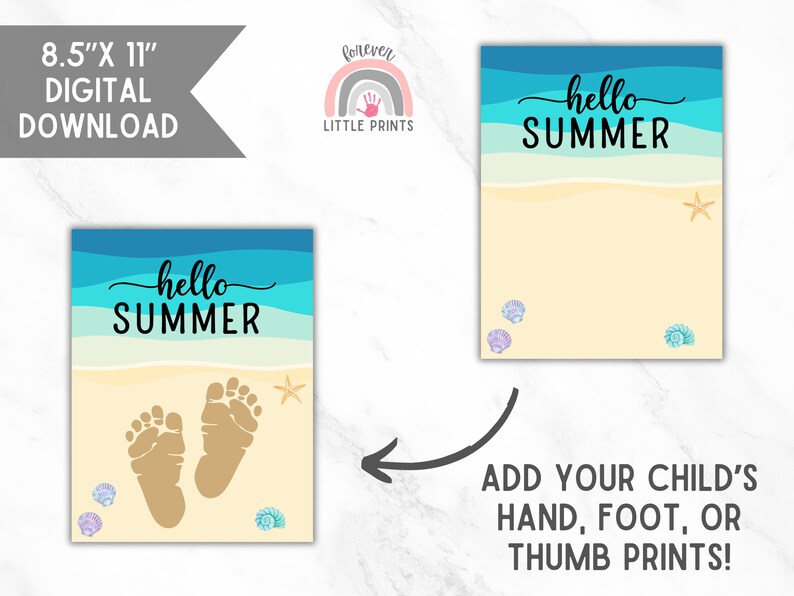 Hello Summer Handprint Art for Kids Toddler Infant, Beach Ocean ...