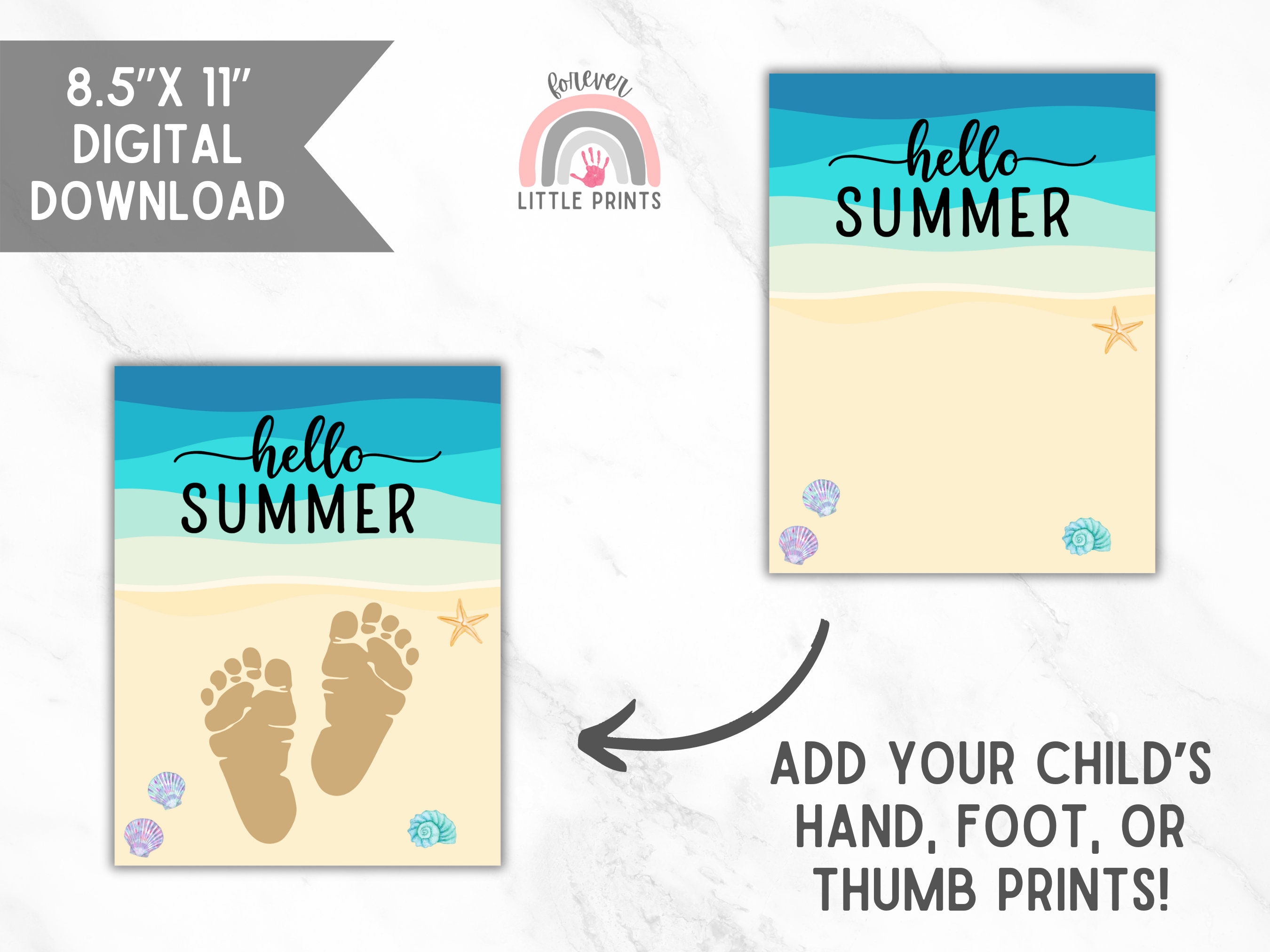 Hello Summer Handprint Art for Kids Toddler Infant, Beach Ocean ...