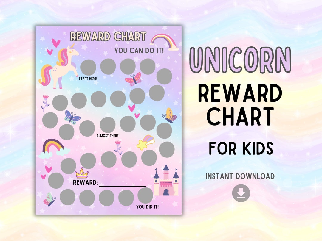 Unicorn Reward Chart For Kids Toddlers, Kids Routine Chart, Potty ...