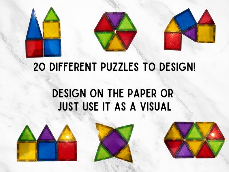 Magnetic Tiles Templates, Magnet Tile Activity Card Puzzles Printables ...