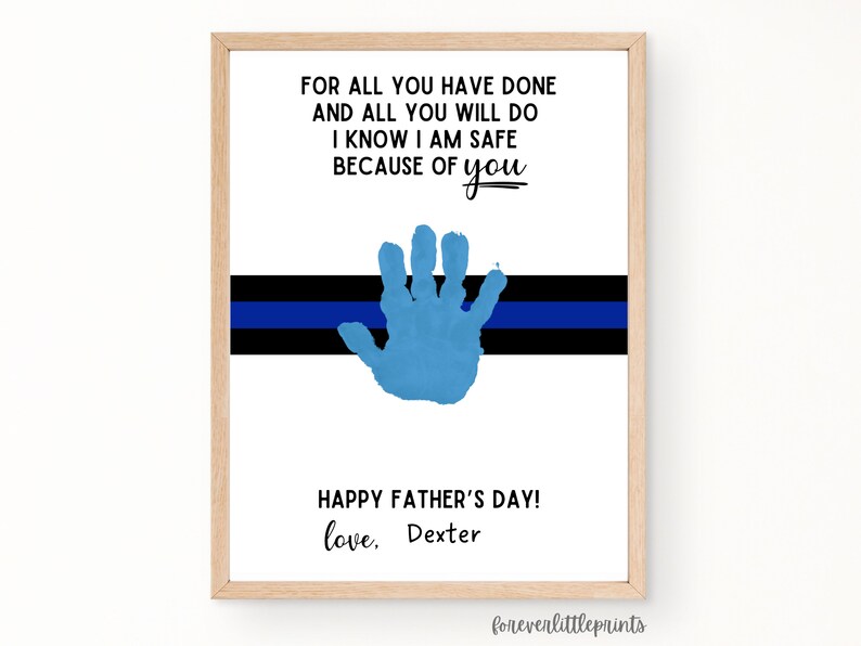 Police Officer Father’s Day Handprint Craft, Dad Handprint Art Craft ...