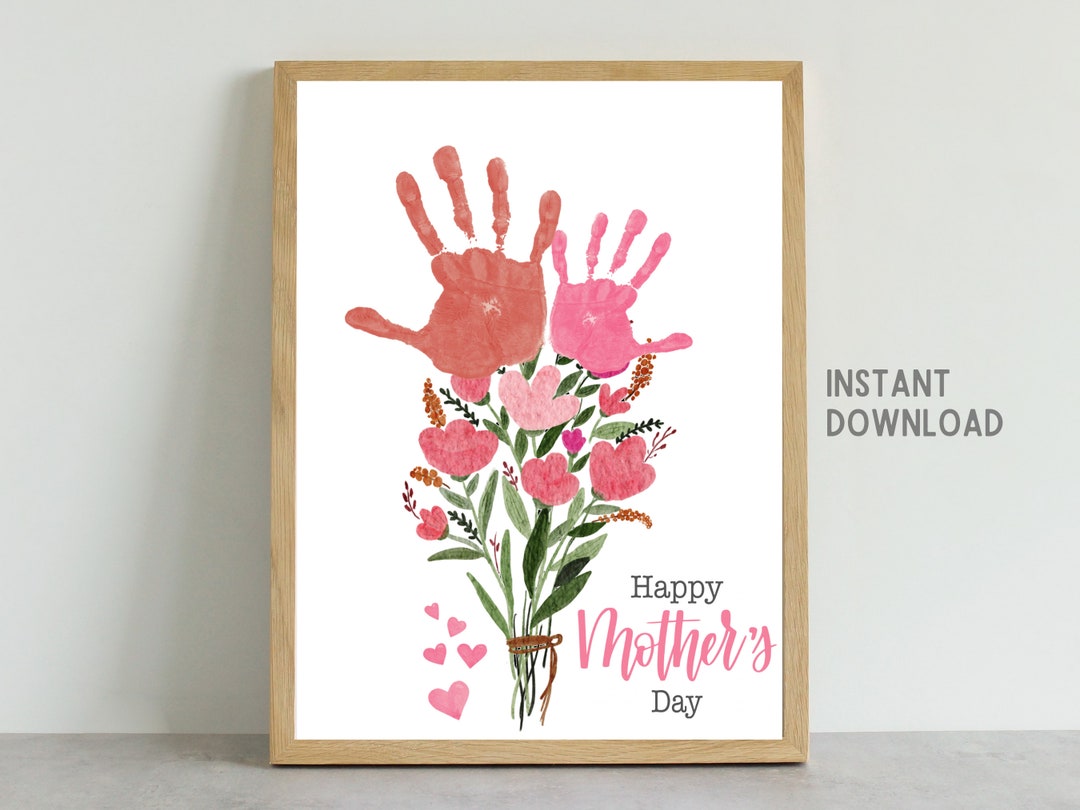 Mother’s Day Handprint, Flower Bouquet Handprint Art Craft, Gift for ...