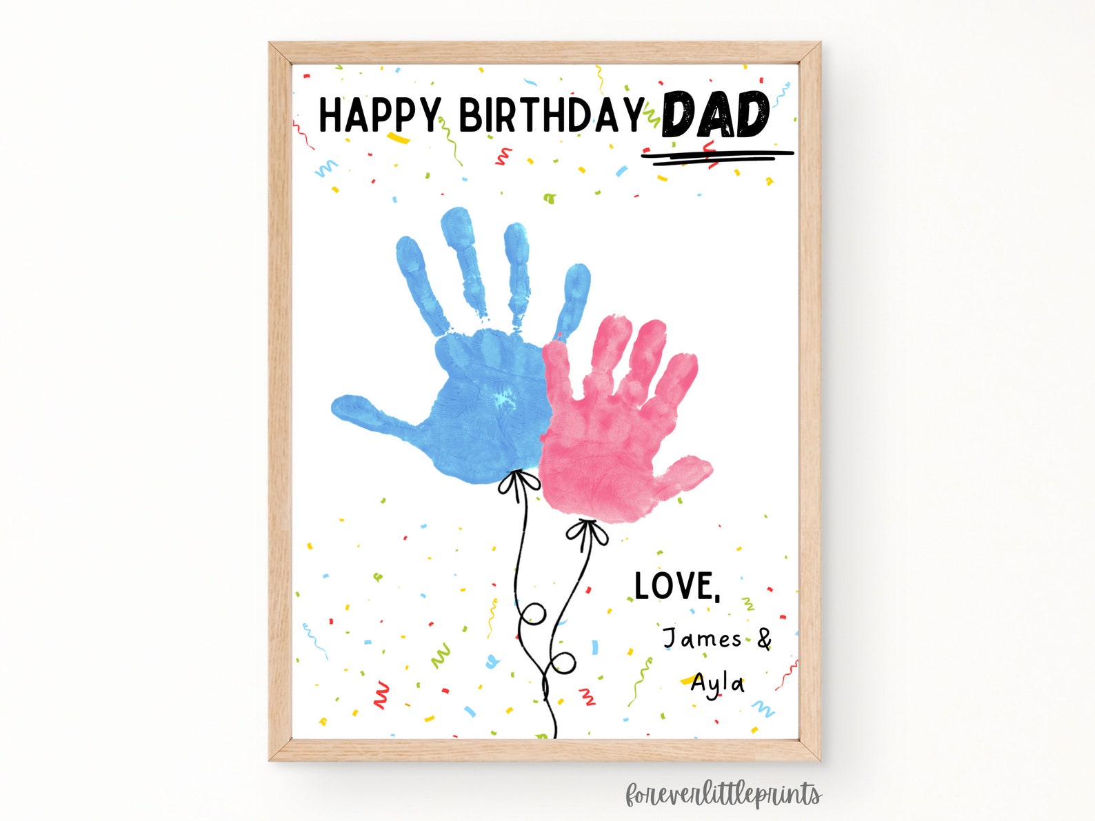 Happy Birthday Dad Handprint Balloons Art, Personalized Birthday Gift ...