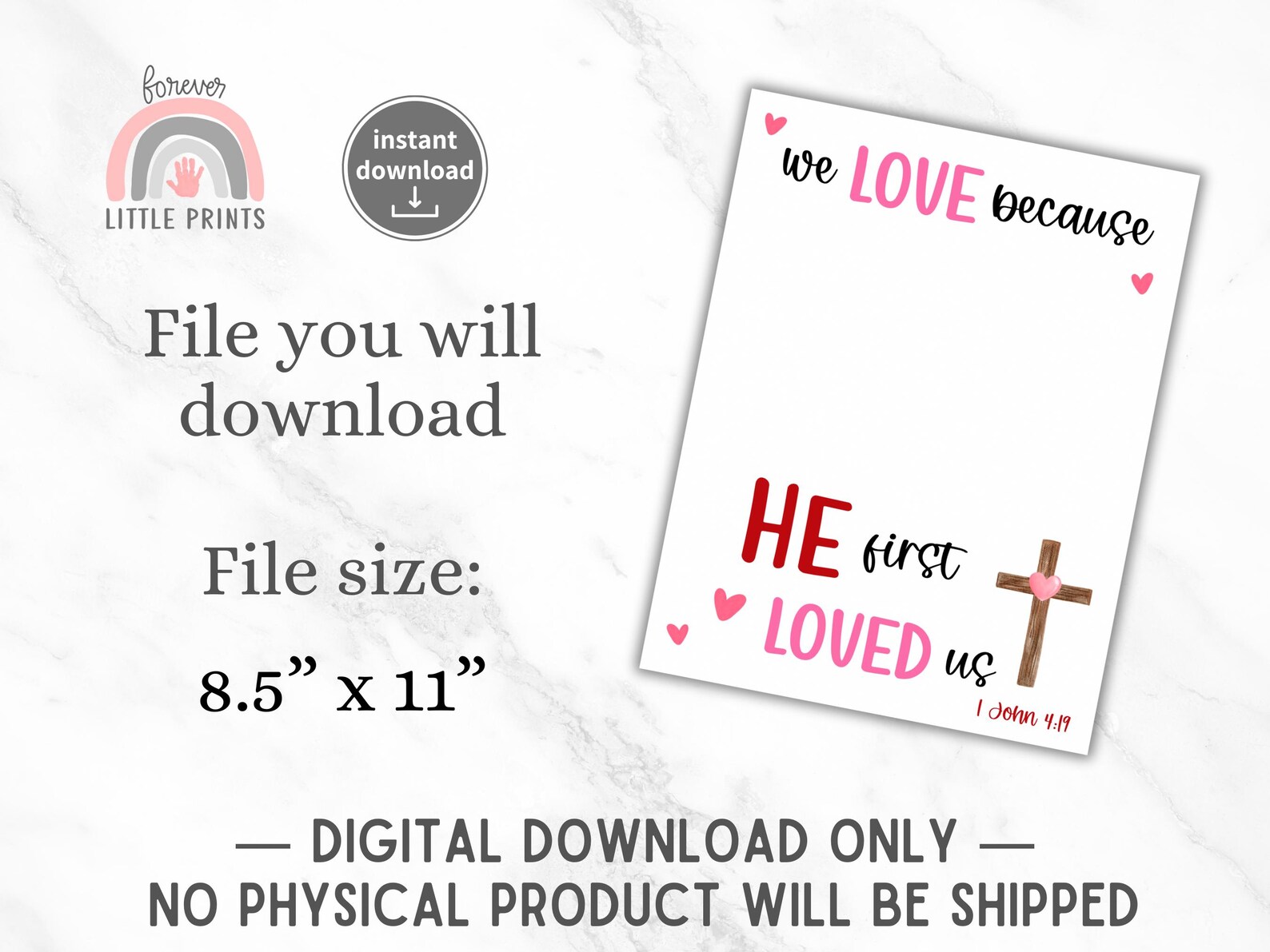 Valentine Christian Handprint Craft, We Love Because He First Loved Us ...