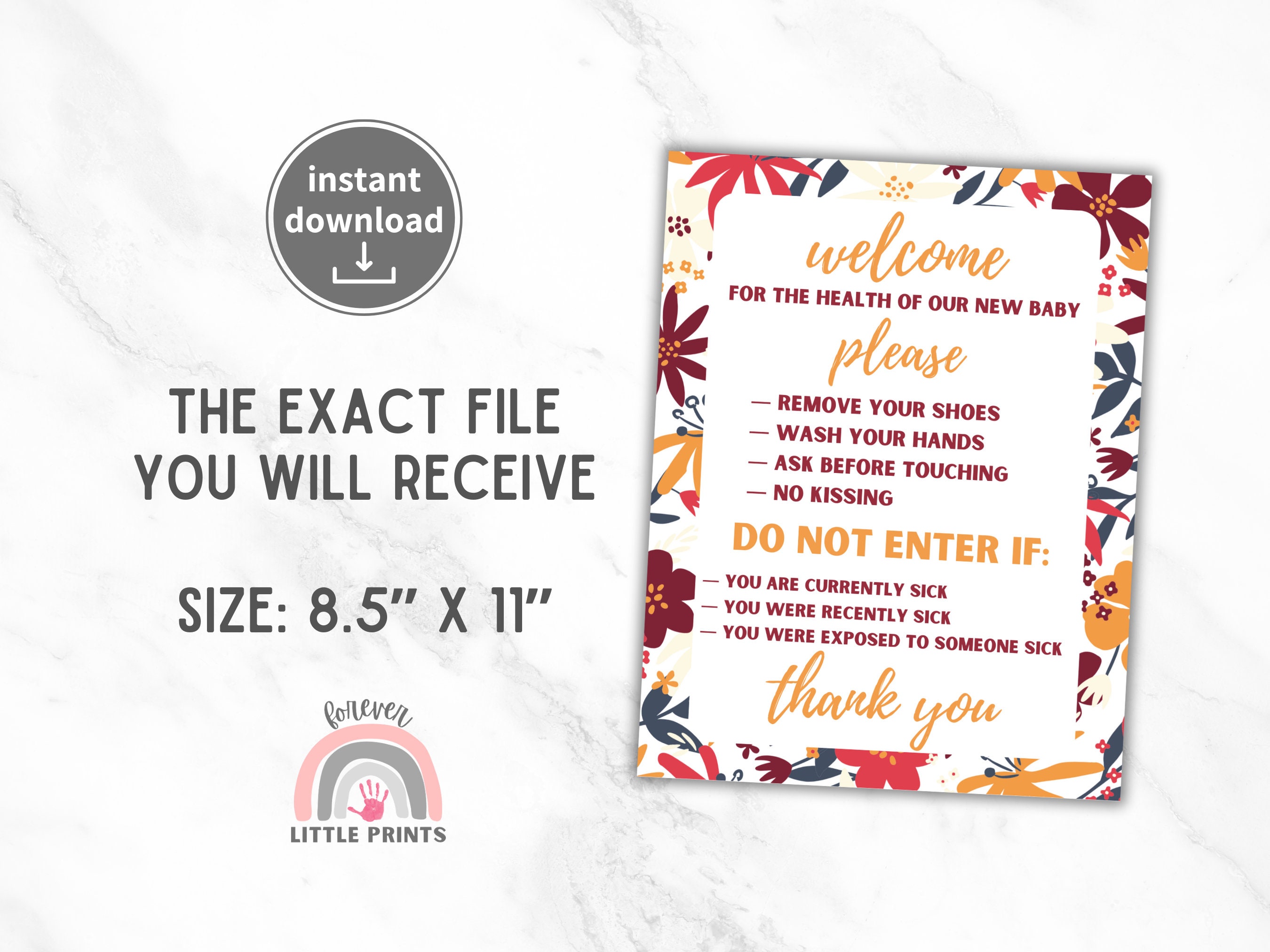 Newborn Visitors Sign for Door, Visitors Hospital Door Sign, Baby Sign ...