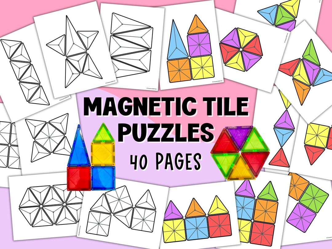 Magnetic Tiles Templates, Magnet Tile Pattern, Activity Card Puzzles ...