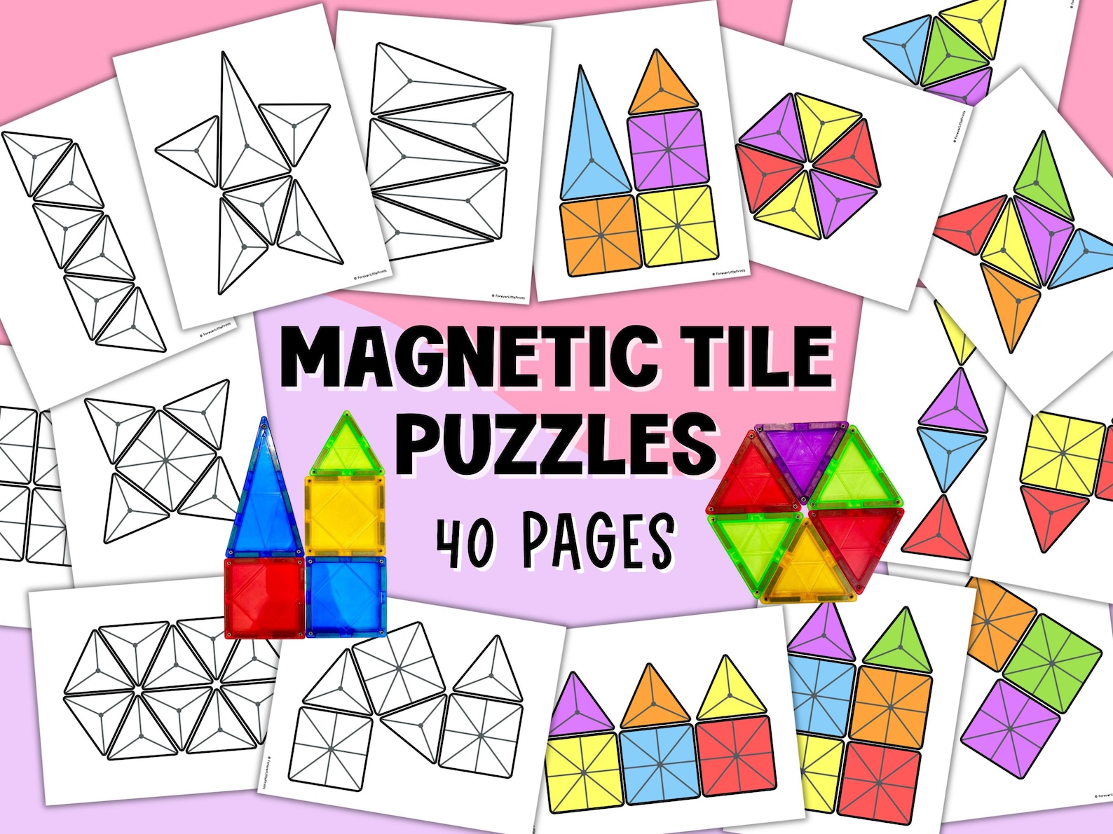 Magnetic Tiles Templates, Magnet Tile Pattern, Activity Card Puzzles ...