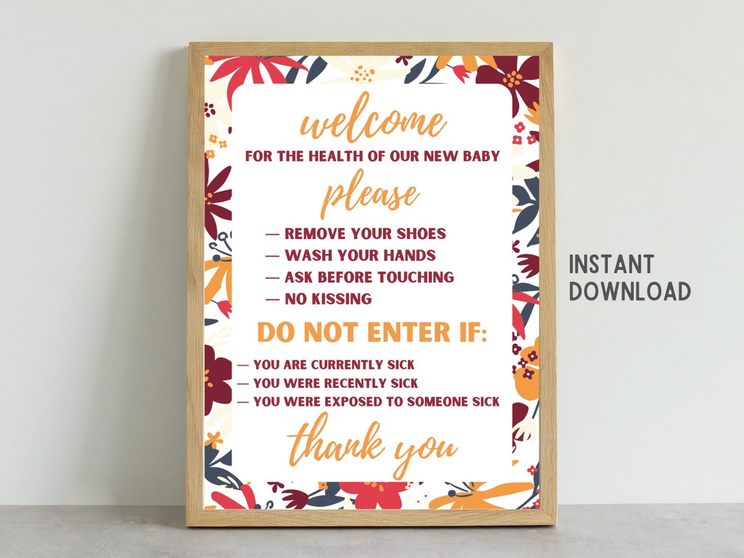 Newborn Visitors Sign for Door, Visitors Hospital Door Sign, Baby Sign ...