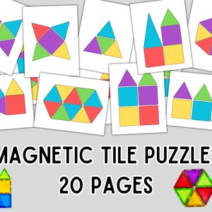 Magnetic Tiles Templates, Magnet Tile Activity Card Puzzles Printables ...