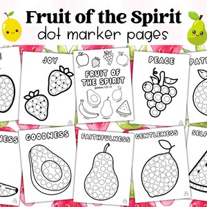 Fruit of the Spirit Dot Marker Activity Pages Sunday School Bible Do A ...