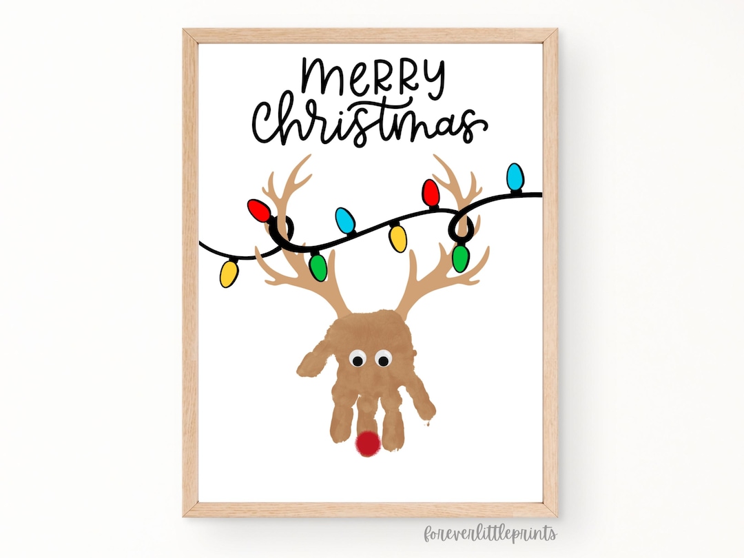 Reindeer Christmas Handprint Art Kids Toddlers Baby Printable Deer ...