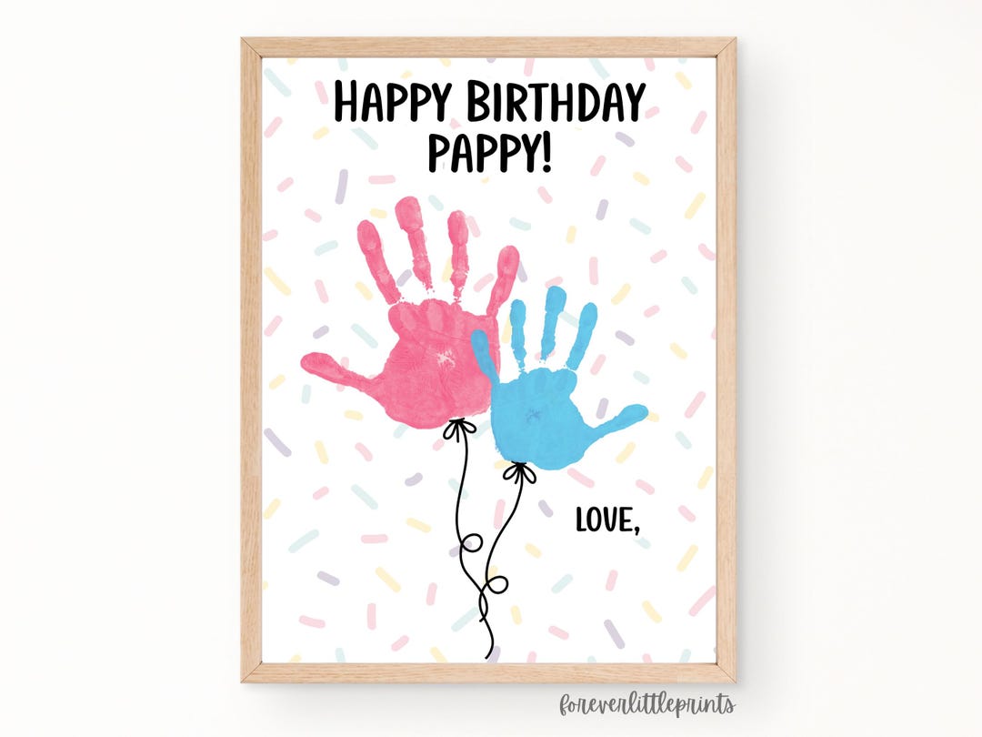 Happy Birthday Pappy Handprint Balloons Art, Personalized Birthday Gift ...