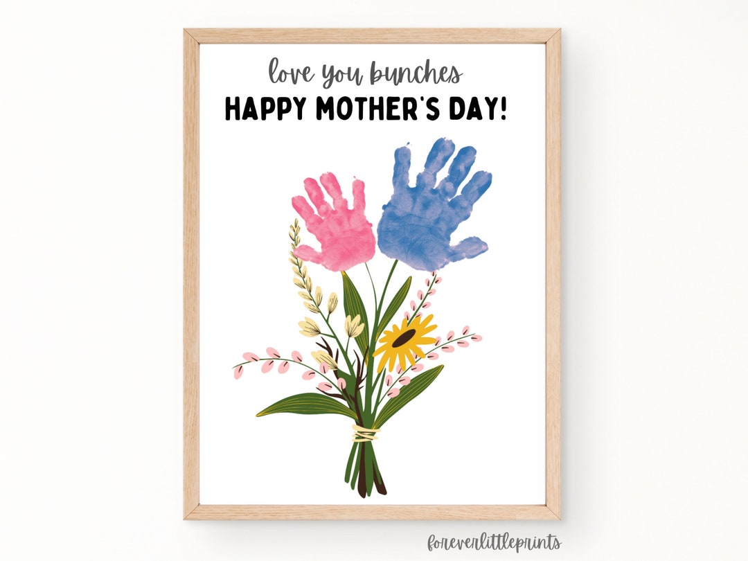 Mother’s Day Handprint, Flower Bouquet Handprint Art Craft, First ...