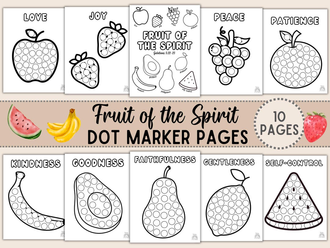Fruit of the Spirit Dot Marker Activity Pages Sunday School Bible Do A ...