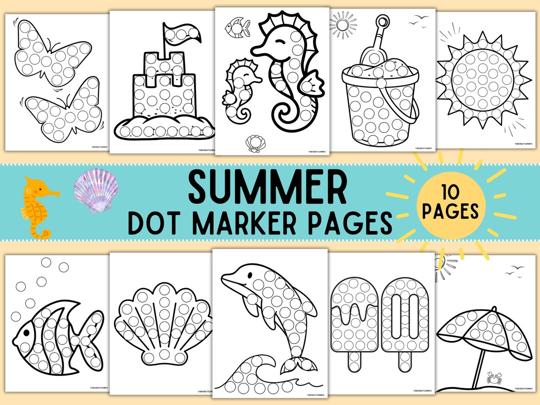 Summer Dot Marker Printable Pack, Fun Preschool Daycare Activity Pages ...