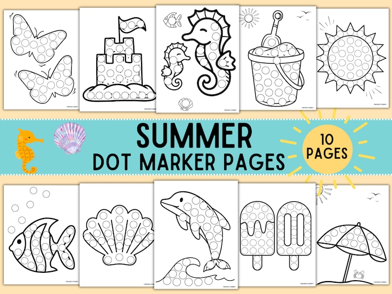Summer Dot Marker Printable Pack, Fun Preschool Daycare Activity Pages ...