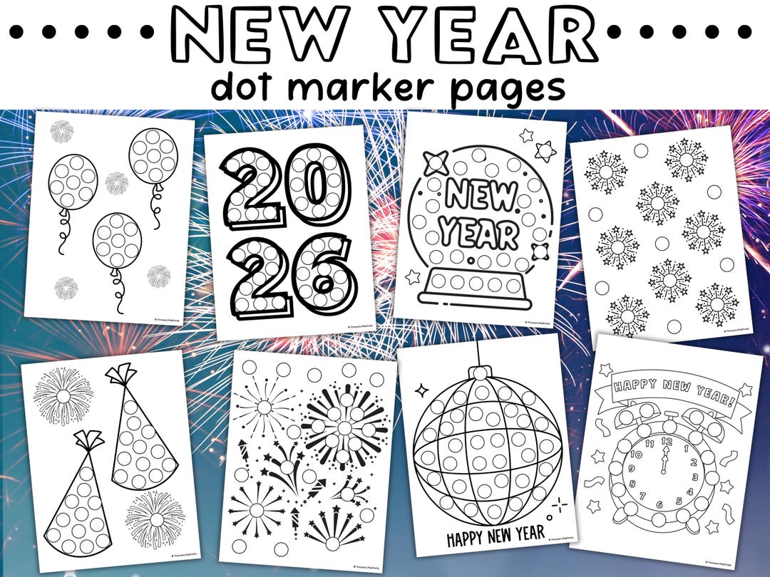 New Year’s Dot Marker Printable Pack 2026 NYE Do A Dot Pages ...