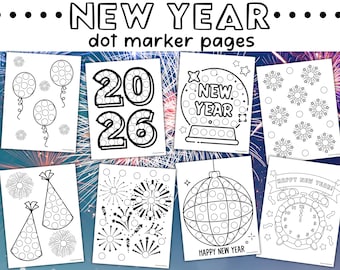 New Year’s Dot Marker Printable Pack 2026 NYE Do A Dot Pages ...